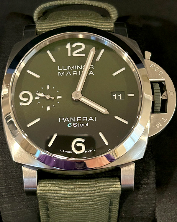 2022 Panerai Luminor Marina Verde Smeraldo 44MM Green Dial Textile Str ...