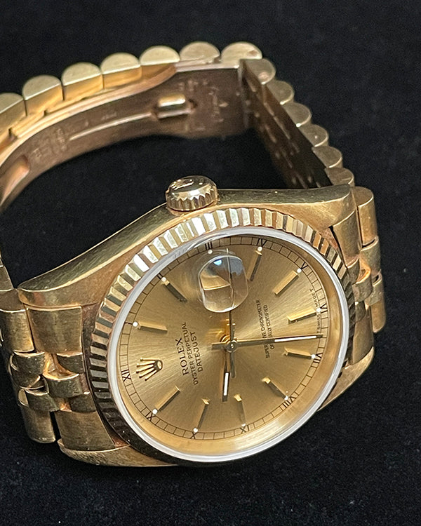 1988 Rolex Datejust 36MM Champagne Dial Jubilee 78273) Yellow Gold Bra ...