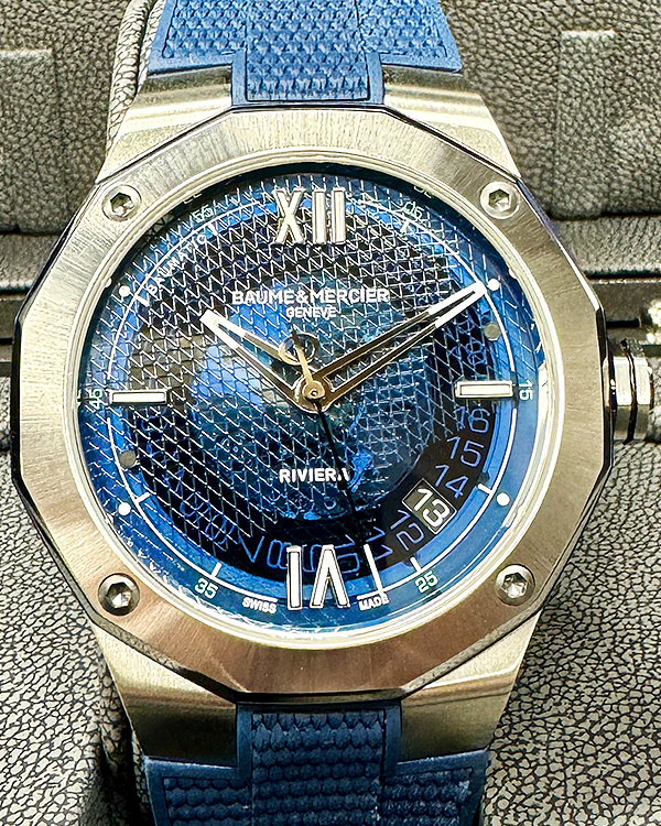 Baume & Mercier Riviera 42MM Blue DIal Ruber Strap (M0A10701) – Grailzee