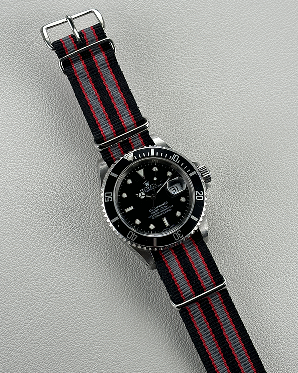 2002 Rolex Submariner Date 40MM Black Dial Aftermarket Textile Strap ...