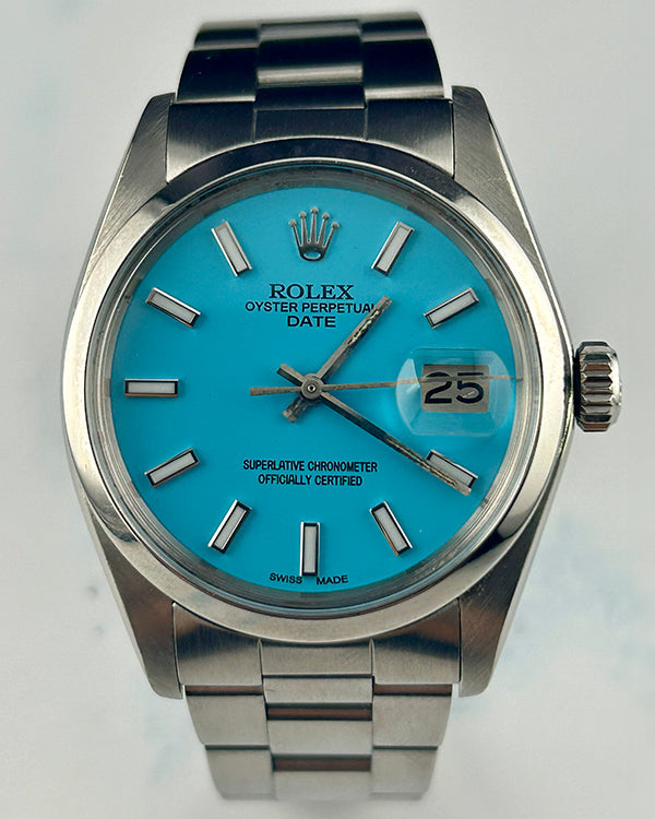 Rolex Oyster Perpetual Date 34MM Aftermarket Tiffany Blue Dial Oyster ...