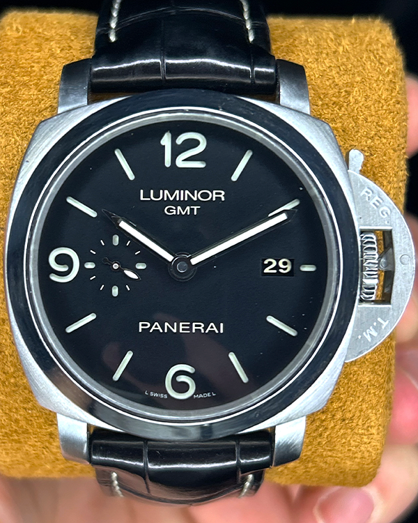 2011 Panerai Luminor 1950 3 Days GMT 44MM Black Dial Leather Strap (PA ...