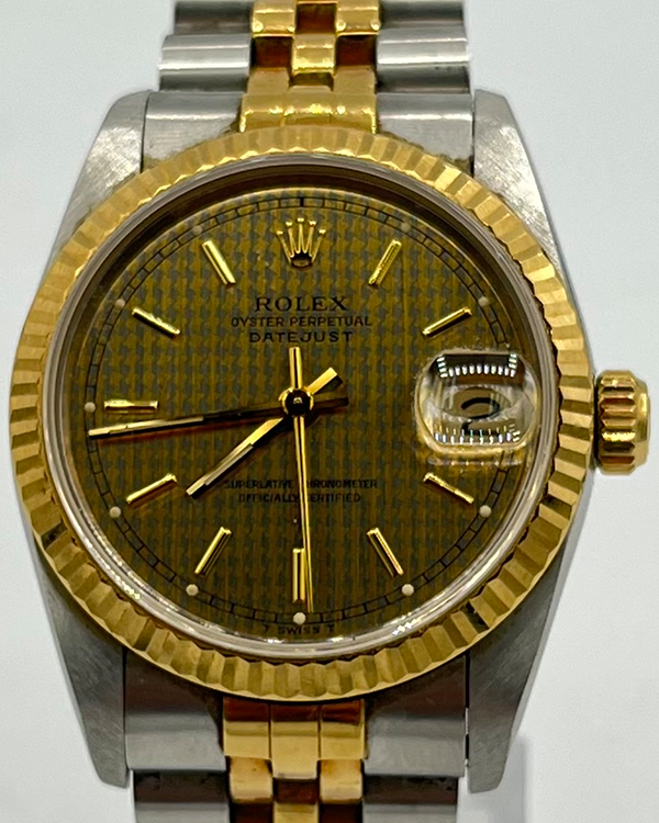 1993 Rolex Datejust 31MM Houndstooth Champagne Dial Two-Tone Jubilee B ...