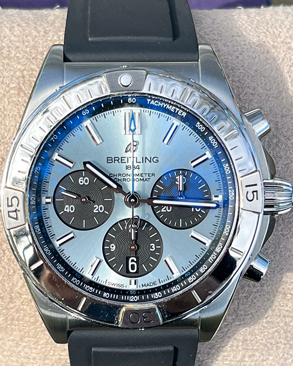 2022 Breitling Chronomat B01 42MM Ice Blue Dial Rubber Strap (PB0134 ...