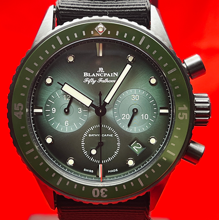 2023 Blancpain Fifty Fathoms Bathyscaphe 43.6MM Green Dial Textile Str ...