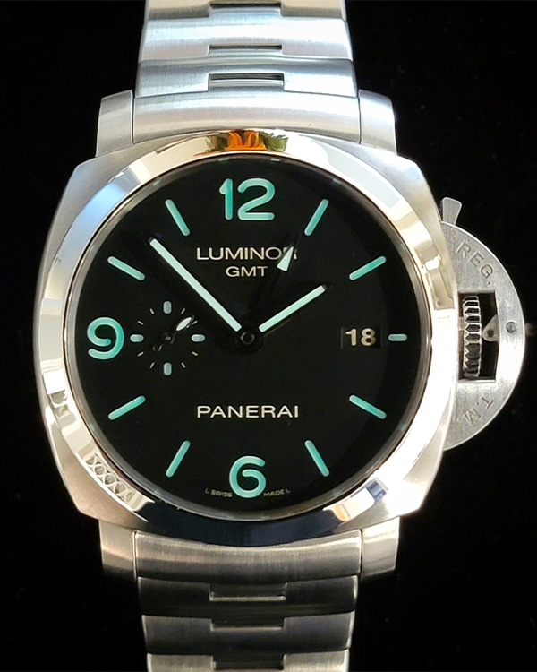 Panerai Luminor 1950 3 Days GMT 44MM Black Dial Steel Bracelet (PAM003 ...