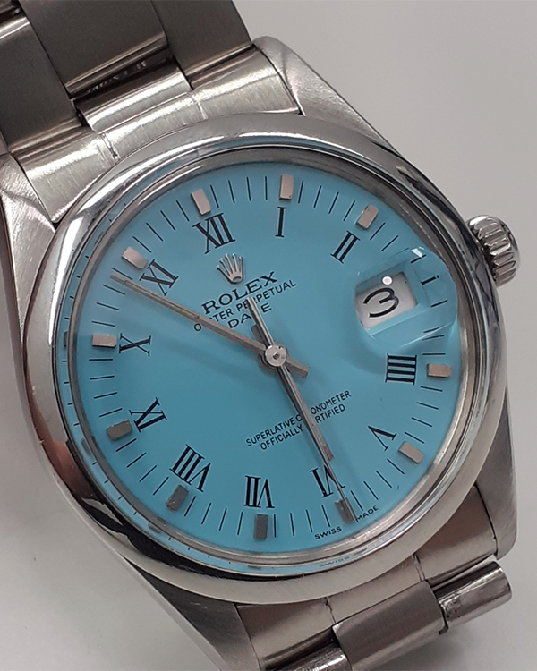 Rolex Oyster Perpetual Date 34MM Aftermarket Blue Turquoise Dial Oyste ...