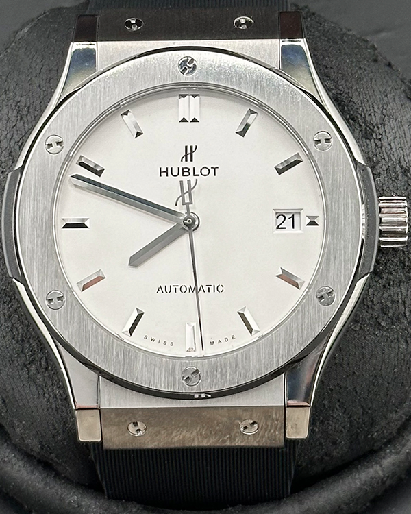 No Reserve - Hublot Classic Fusion 45MM Silver Dial Rubber Strap (511 ...