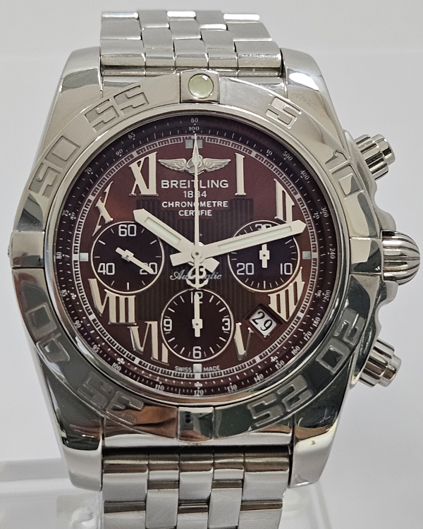 Breitling Chronomat 44MM Brown Dial Steel Bracelet (AB0110) – Grailzee