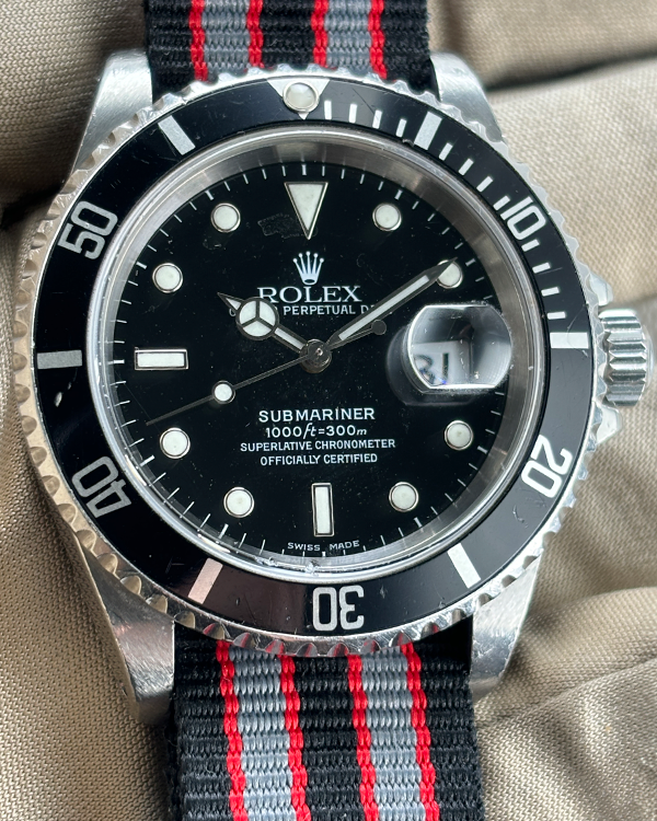 2002 Rolex Submariner Date 40MM Black Dial Aftermarket Textile Strap ...