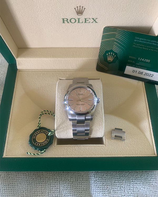 2022 Rolex Oyster Perpetual 34MM Pink Dial Oyster Bracelet (124200 ...