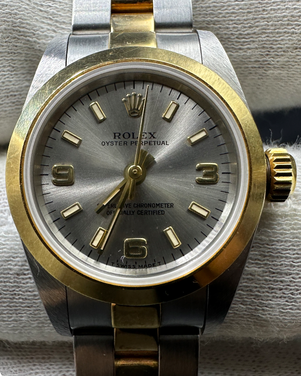 1997 (U serial) Rolex Oyster Perpetual 24MM Slate Dial Two-Tone Oyster ...