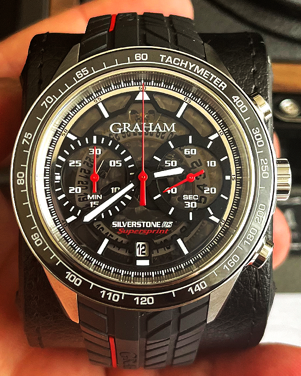 Graham Silverstone RS Chronograph 42MM Skeleton Dial Rubber Strap (2ST ...