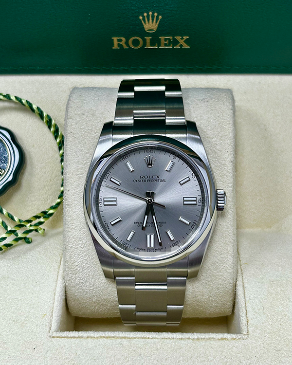 Rolex Oyster Perpetual 36MM Silver Dial Oyster Bracelet (116000) – Grailzee