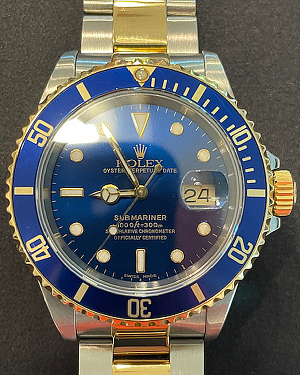 1993 Rolex Submariner Date "Bluesy" Vintage 40MM Blue Dial Two-Tone Oy ...