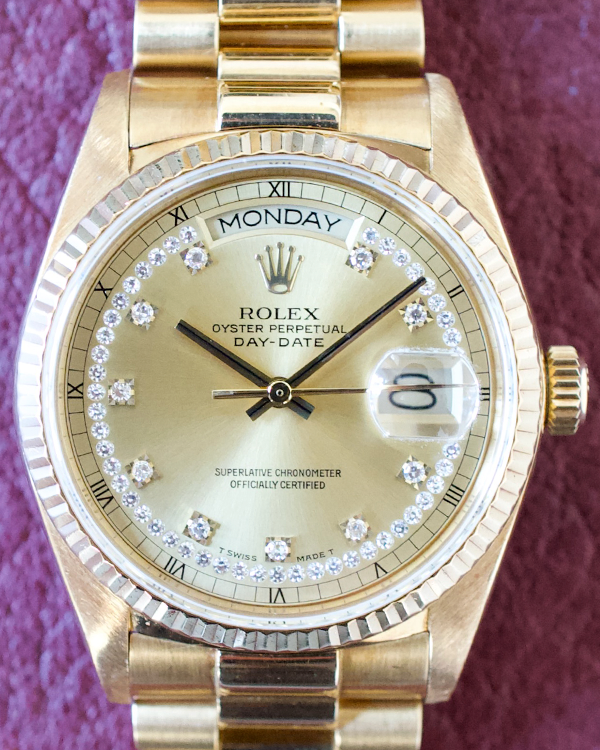 1986 (9.3 Serial) Rolex Day-Date 36MM Champagne Dial Yellow Gold Presi ...