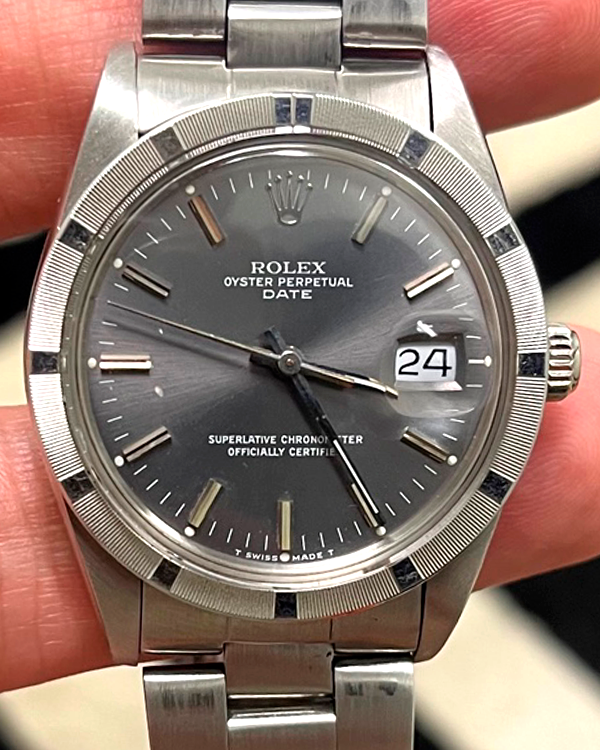 1988 Rolex Oyster Perpetual Date Vintage 34MM Grey Dial Oyster Bracele ...