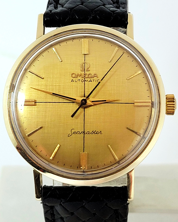 Omega Seamaster DeVille Automatic Vintage 34.2MM Golden Dial Leather S ...