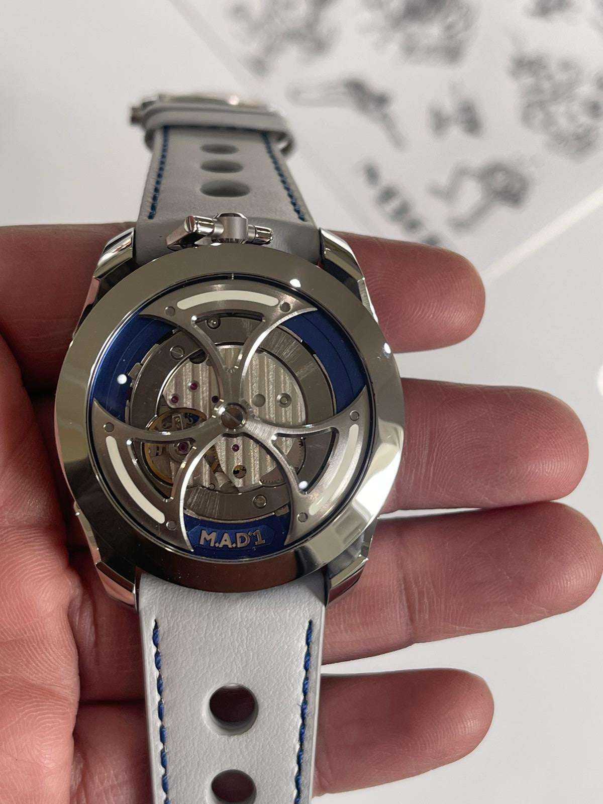 2024 MB&F MAD 1 Edition Blue 42MM Skeleton Dial Leather Strap (M.A.D ...