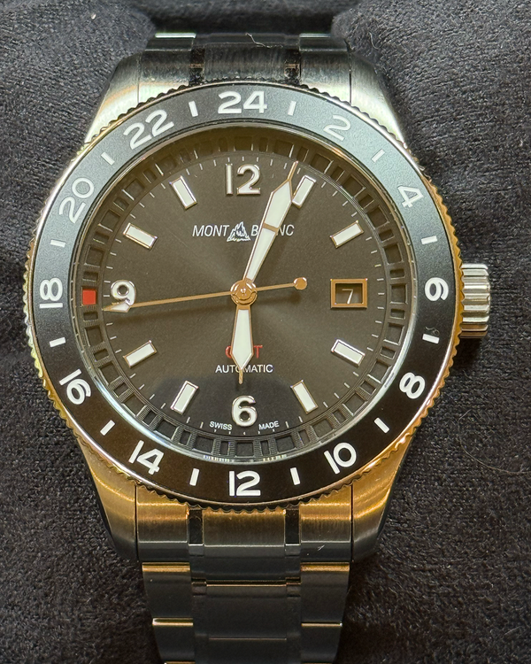 2025 Montblanc 1858 GMT 42MM Black Dial Steel Bracelet (129615) – Grailzee