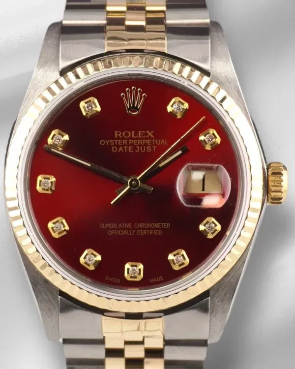Rolex Datejust 36MM Aftermarket Red Dial Aftermarket Two-Tone Bracelet ...