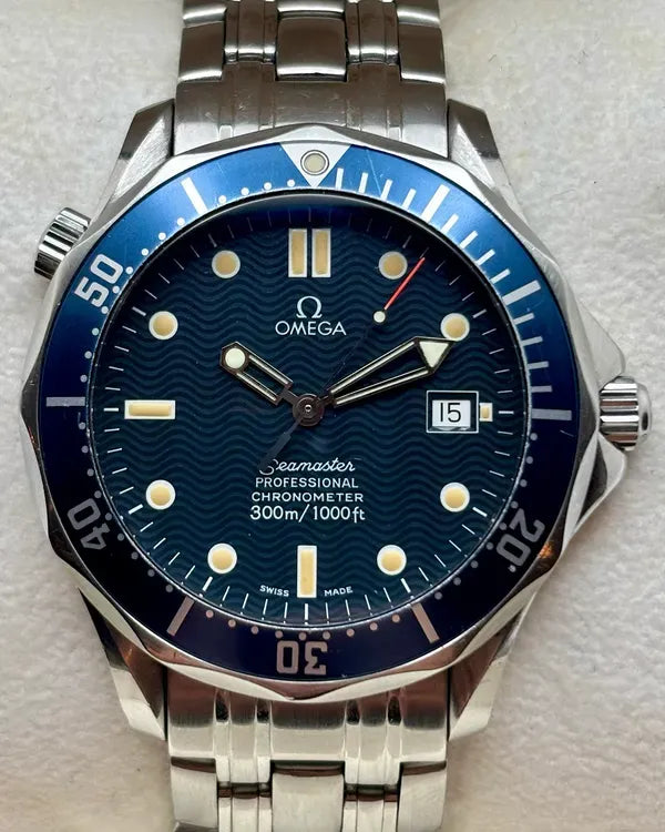 No Reserve - 1995 Omega Seamaster Diver 300M 41MM Blue Dial Steel Brac ...
