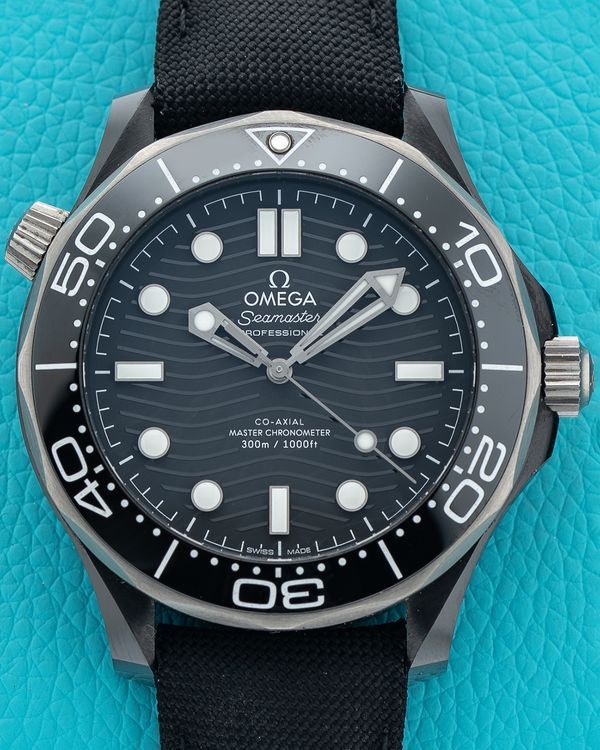 Omega Seamaster Diver 300M "Deep Black" 43.5MM Black Dial Textile Stra ...
