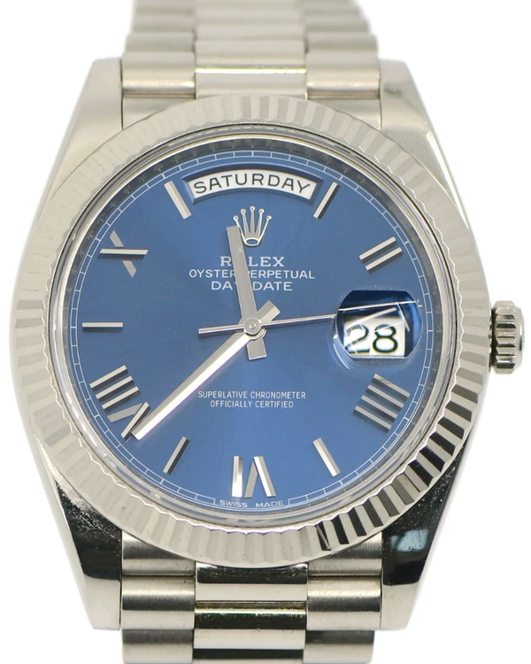 Rolex Day-Date 40MM Blue Dial White Gold President Bracelet (228239 ...