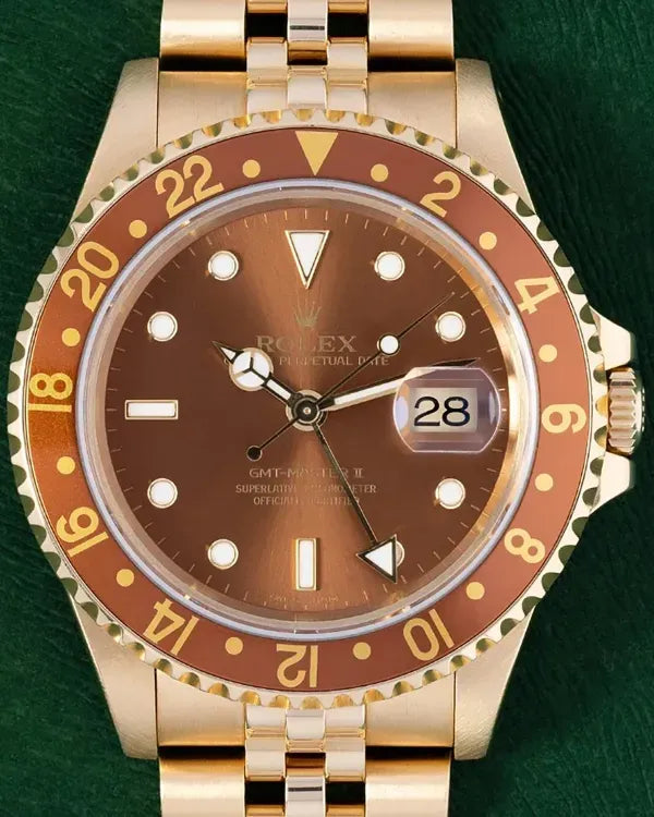 1993 Rolex GMT-Master II 40MM Brown Dial Yellow Gold Super Jubilee Bra ...