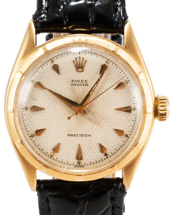 Rolex Oyster Precision 32MM White Dial Aftermarket Leather Strap (6418 ...