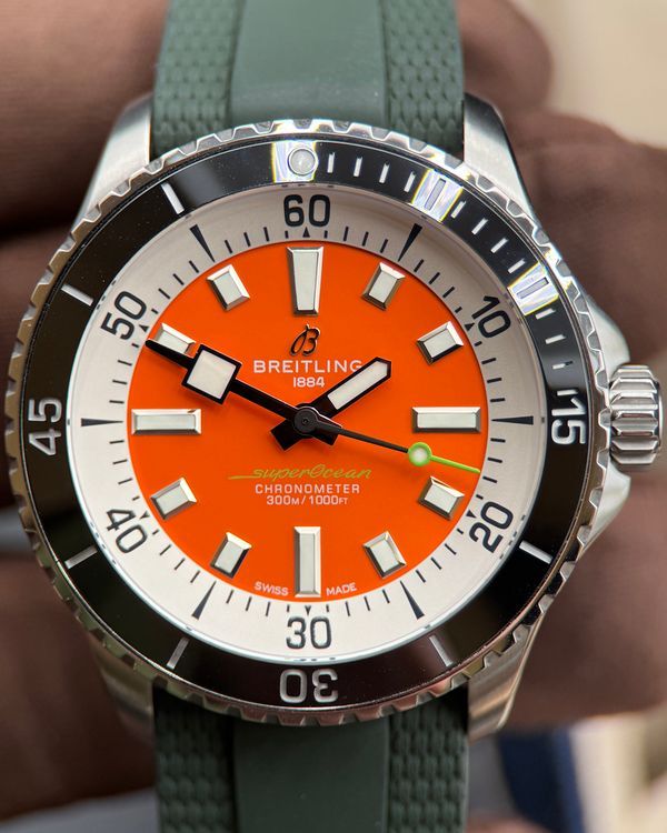 2025 Breitling Superocean "Kelly Slater" L.E. 42MM Orange Dial Rubber ...