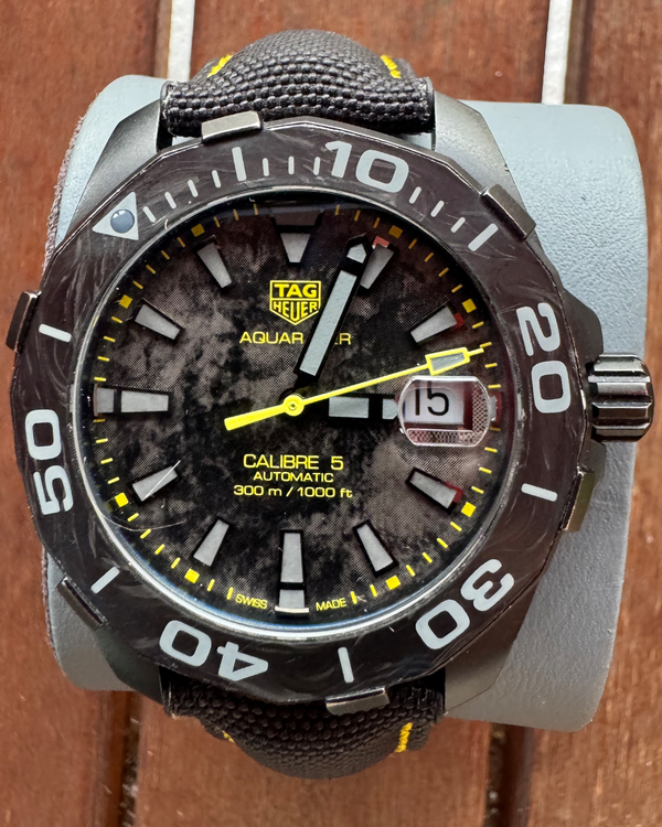 Tag Heuer Aquaracer L.E. 41MM Carbon Fiber Dial Textile Strap (WBD218B ...