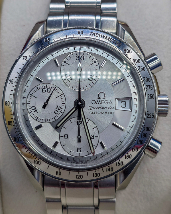 No Reserve - 2005 Omega Speedmaster Date 39MM Silver Dial Steel Bracel ...