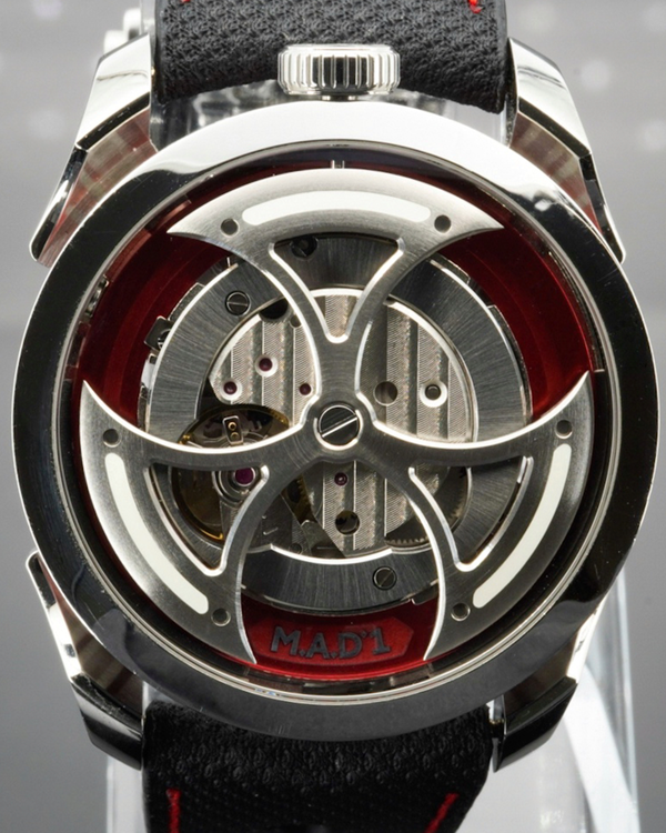 MB&F MAD Edition 1 Red 42MM Skeleton Dial Leather Strap (M.A.D. 1 ...