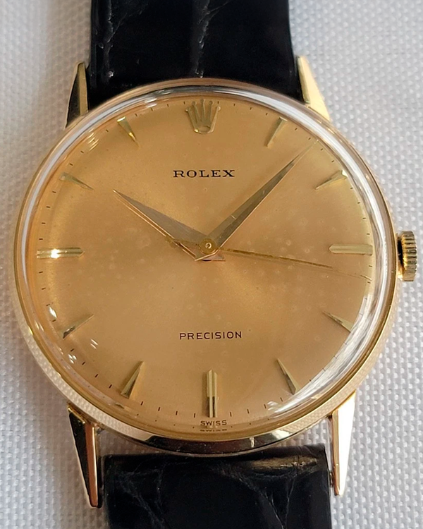 Rolex Oyster Precision 34MM Champagne Dial Aftermarket Leather Strap ...