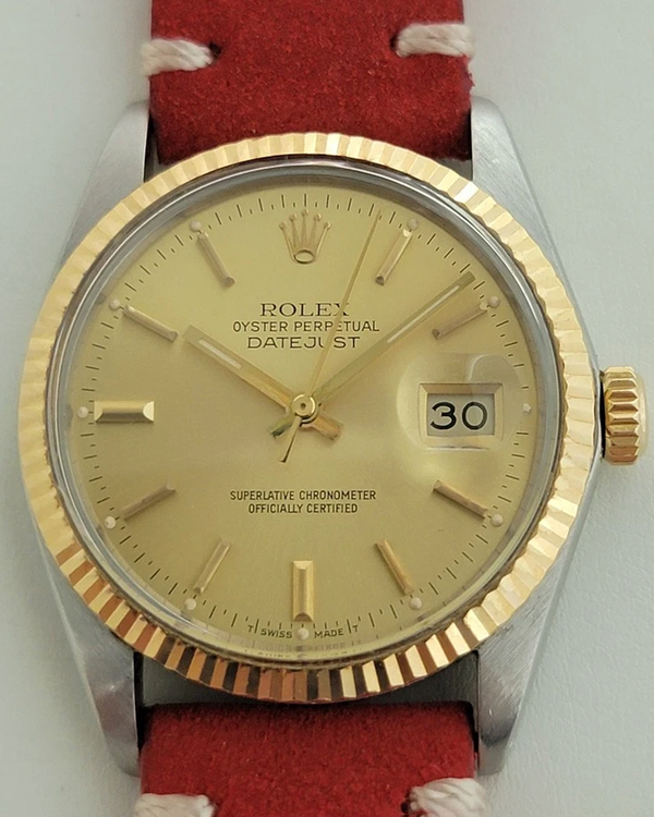 Rolex Datejust 36MM Champagne Dial Aftermarket Leather Strap (16013 ...