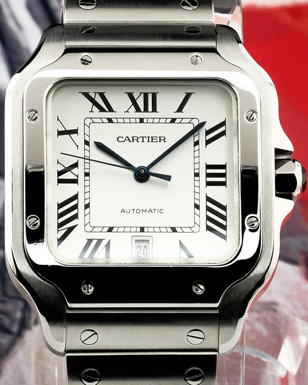 2019 Cartier Santos De Cartier 39.8MM Silver Dial Steel Bracelet (WSSA ...