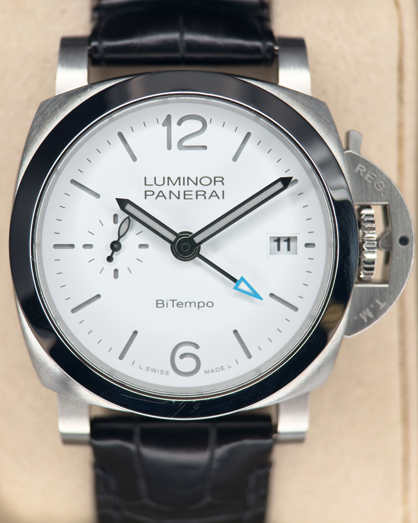 2024 Panerai Luminor Quaranta BiTempo 40MM White Dial OEM Leather Stra ...