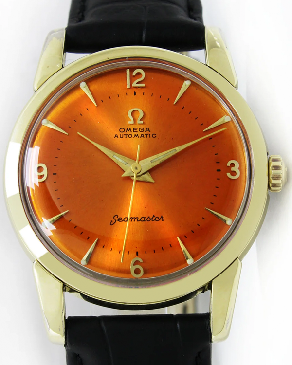 Omega Seamaster 34MM Aftermarket Orange Dial Aftermarket Leather Strap ...