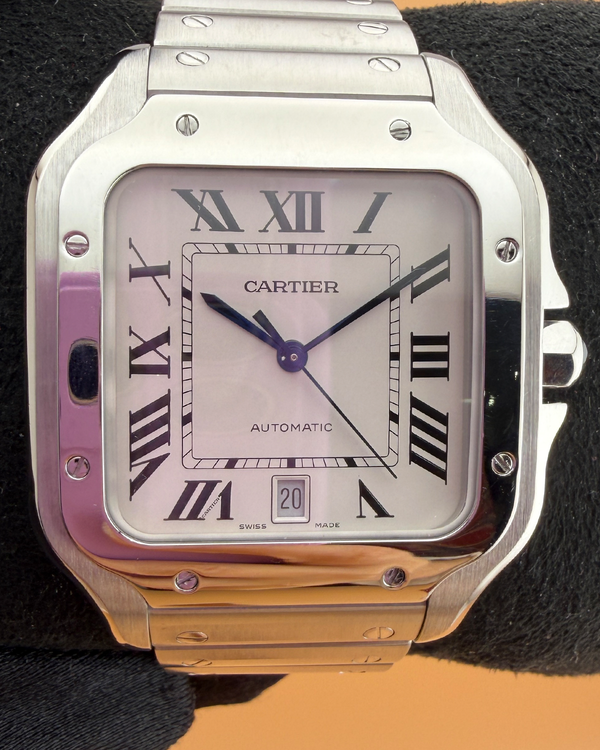 2019 Cartier Santos De Cartier 39.8MM Silver Dial Steel Bracelet (WSSA ...