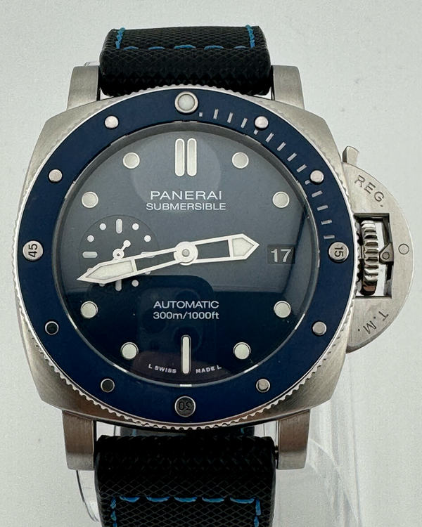 2022 Panerai Submersible "Blu Notte" 42MM Blue Dial Rubber Strap (PAM0 ...