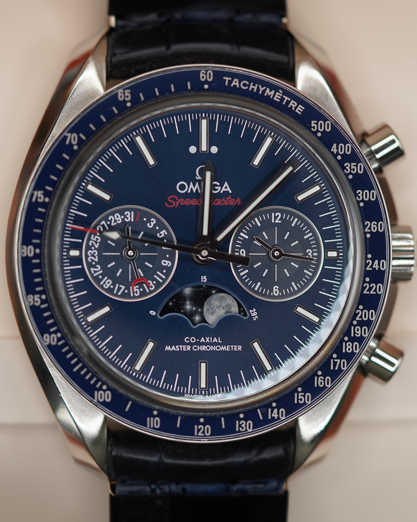 2024 Omega Speedmaster Moonphase 44.25MM Blue Dial Leather Strap (304 ...