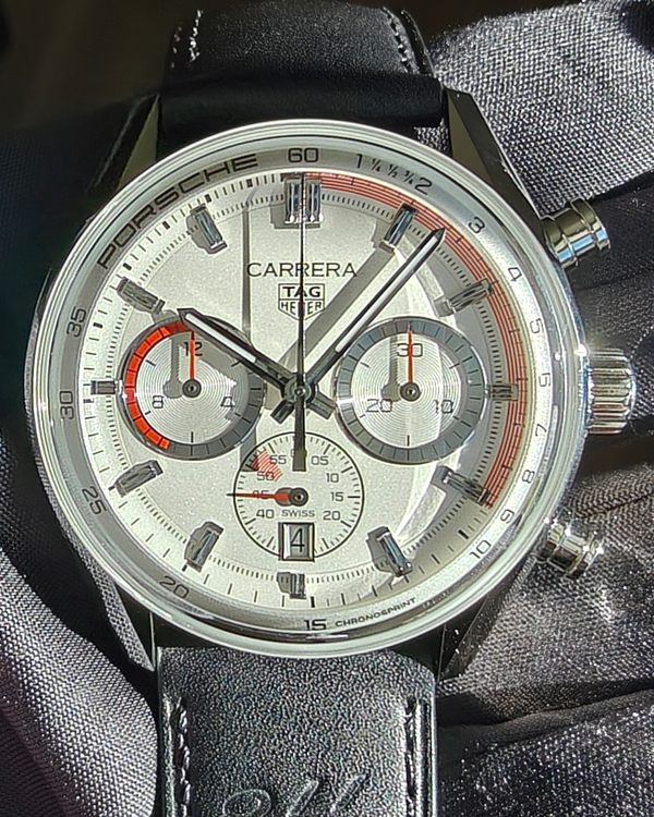 2025 Tag Heuer Carrera Chronosprint x Porsche 42MM Silver Dial Leather ...