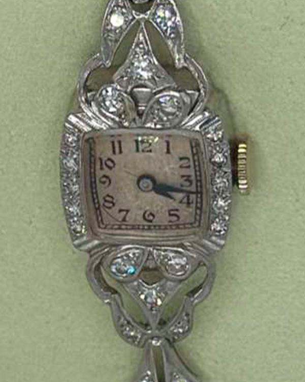 1930 Hamilton Vintage Art Deco 15MM Silver Dial Platinum Bracelet (Cal ...