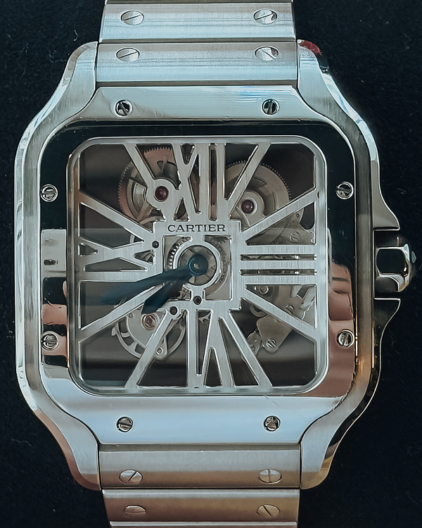 2019 Cartier Santos De Cartier 39.8MM Skeleton Dial Steel Bracelet (WH ...