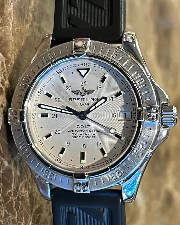 Breitling Colt Automatic 38MM Silver Dial Rubber Strap (A17350) – Grailzee