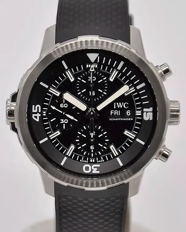 2015 IWC Schaffhausen Aquatimer Chronograph 44MM Black Dial Rubber Str ...