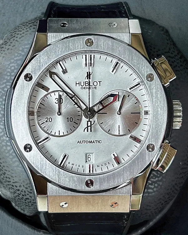 2014 Hublot Classic Fusion Chronograph 45MM Silver Dial Leather Strap ...