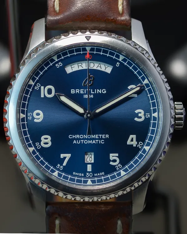 Breitling Aviator 8 41MM Blue Dial Leather Strap (A45330) – Grailzee