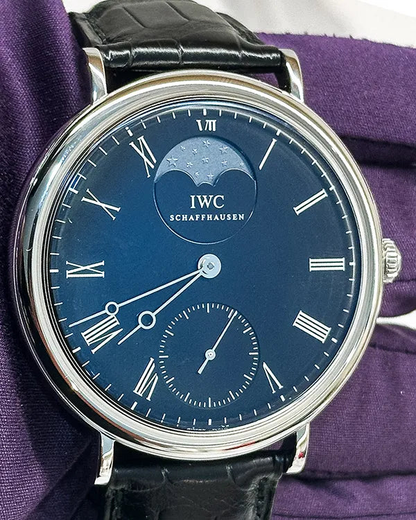 IWC Schaffhausen Portofino Hand-Wound 46MM Black Dial Leather Strap (I ...